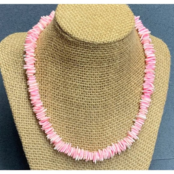 Vintage | Jewelry | Puka Pooka Shell Necklace Barbie Pink White Silver ...